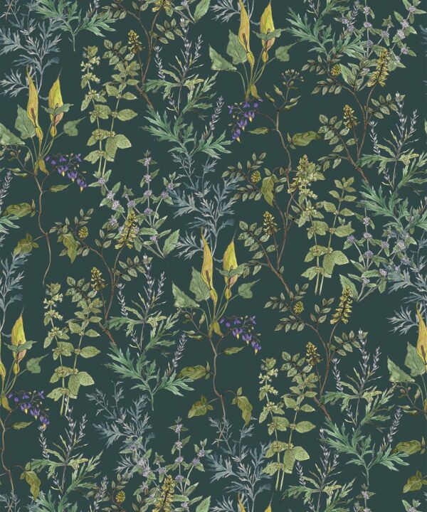 Floral wallpaper green store